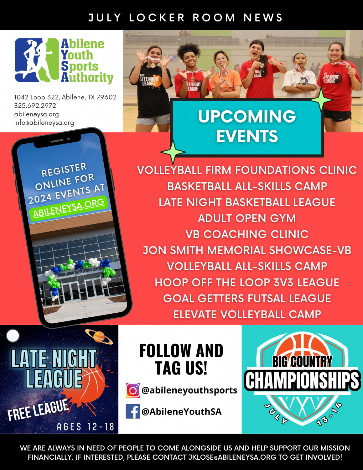 July Locker Room News – AYSA